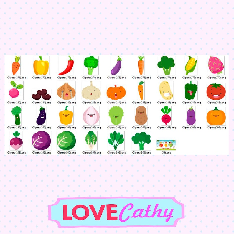 Fruits and Veggies, Clipart Digital, PNG, Printable, Party, Decoration ...