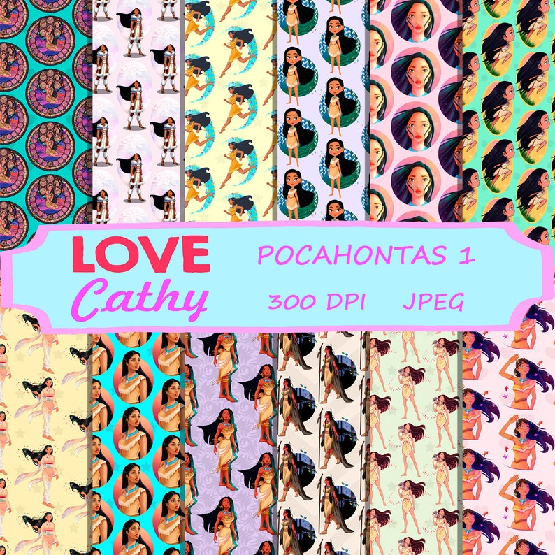 Pocahontas 1 Digital Paper Vector .AI JPEG Printable - Etsy