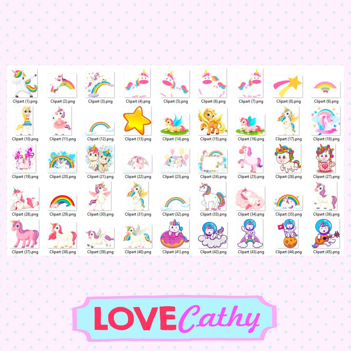 Unicorn, Clipart Digital, PNG, Printable, Party, Decoration, Instant ...