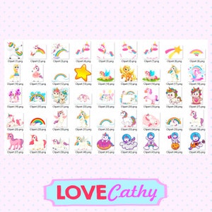 Unicorn, Clipart Digital, PNG, Printable, Party, Decoration, Instant ...