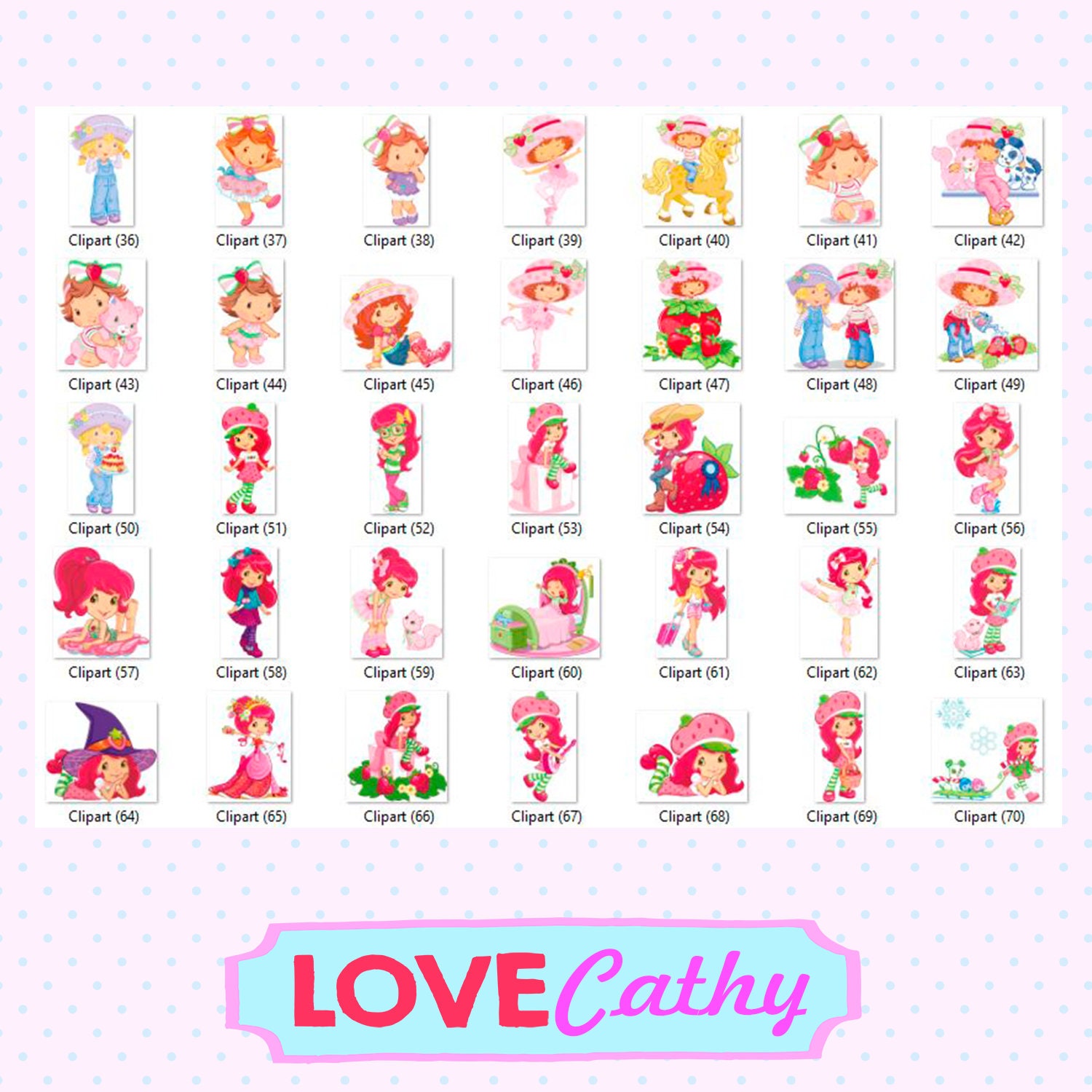 Strawberry Shortcake Clipart Digital PNG Printable Party - Etsy