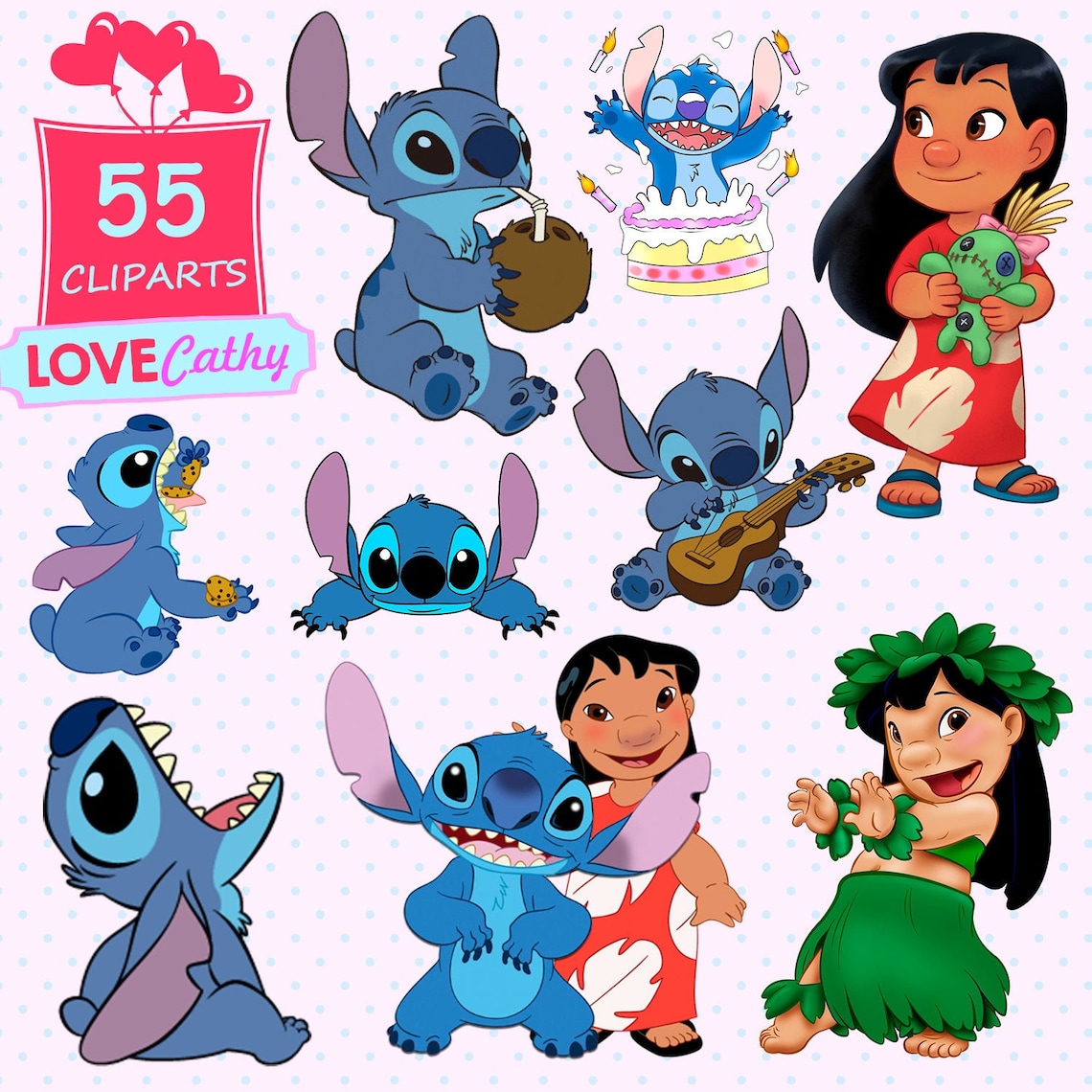 Lilo and Stitch, Clipart Digital, PNG, Printable, Party, Decoration ...