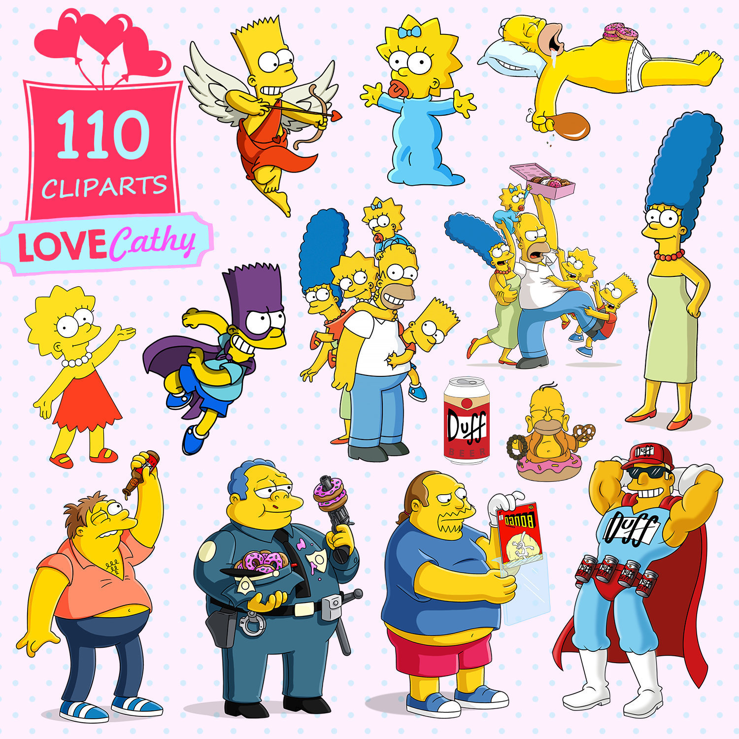 Simpsons Homer Barty Clipart Digital PNG Printable | Etsy