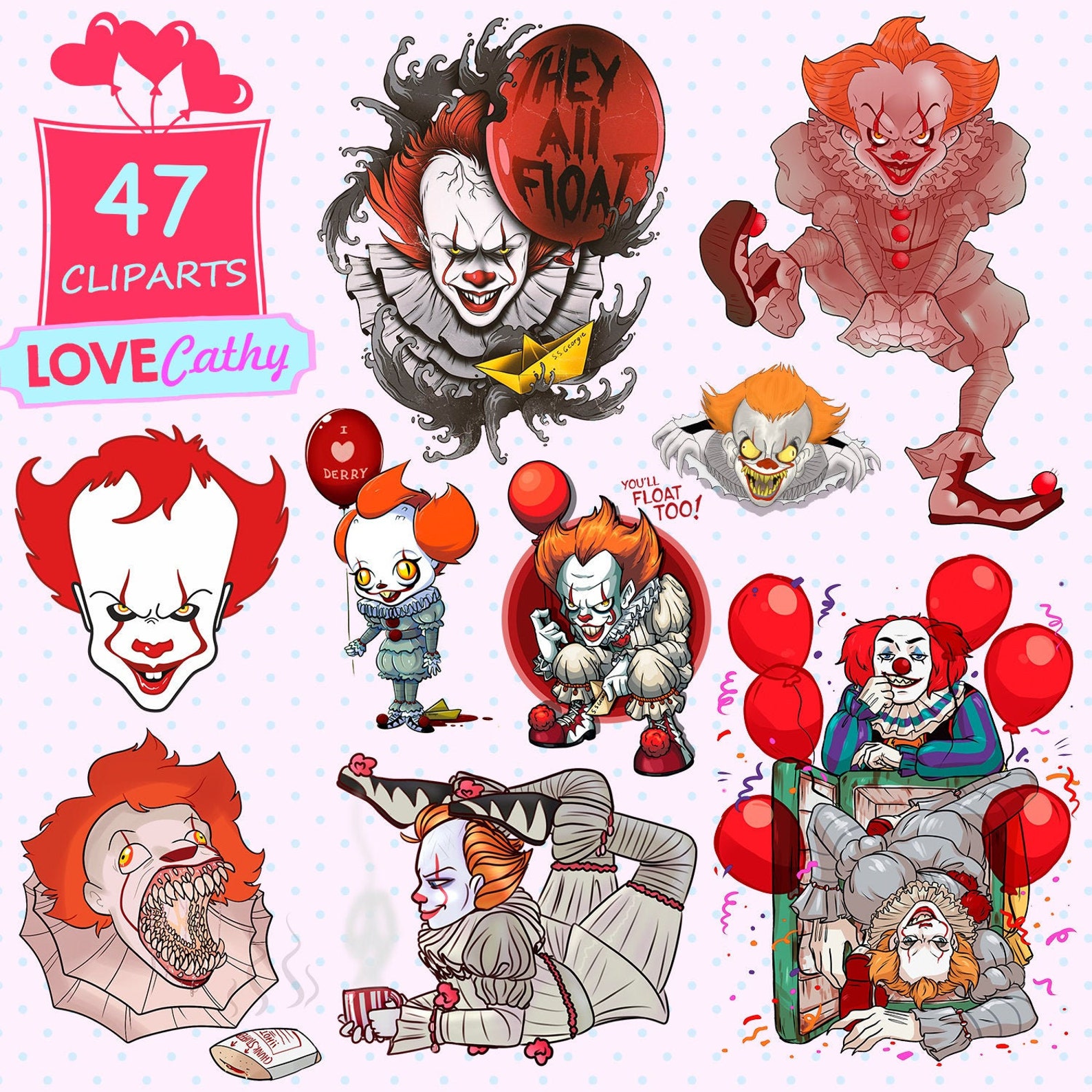 Pennywise IT Pennywise Font Vector PNG Printable Party | Etsy