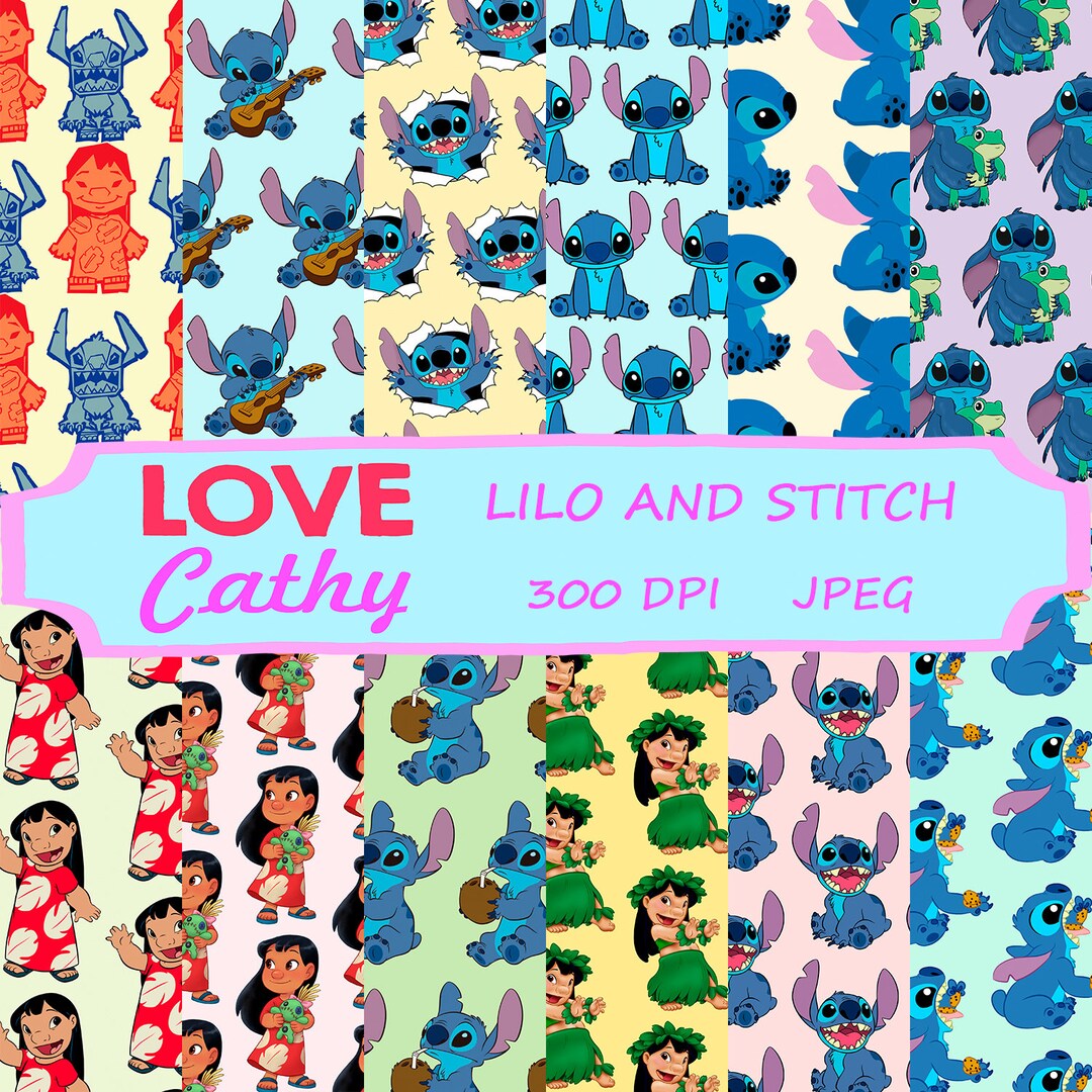 Lilo and Stitch, Digital Paper, JPEG, Printable, Party, Decoration ...