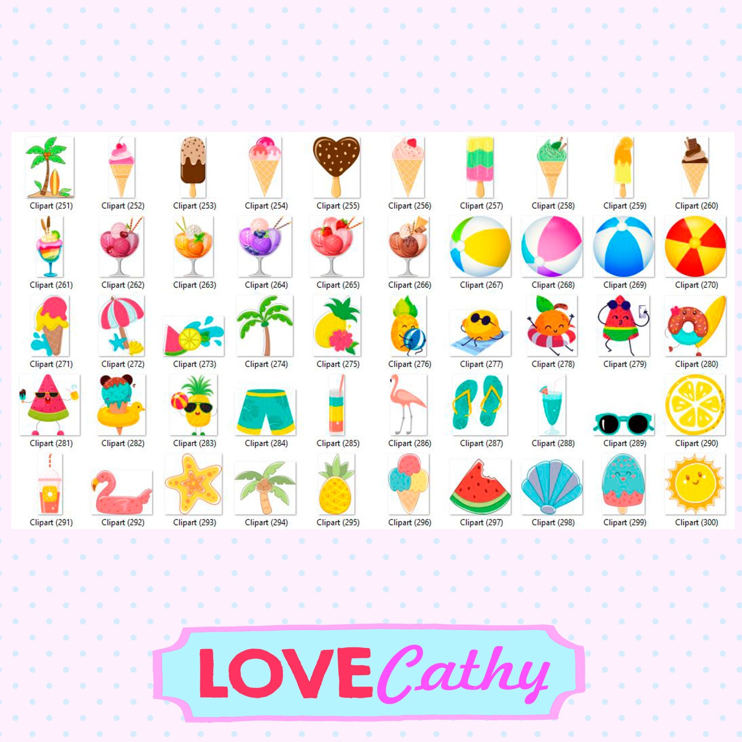 Summer Ice Cream Sea Animals Fruits Clipart Digital PNG | Etsy