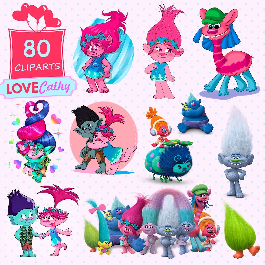 Trolls, Clipart Digital, PNG, Printable, Party, Decoration, Instant ...