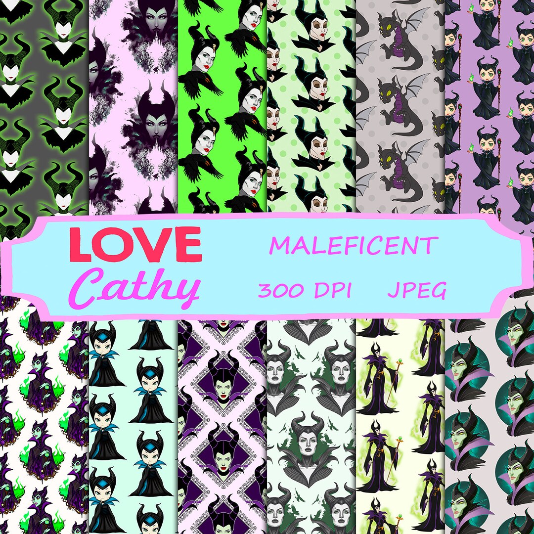 Maleficent, Digital Paper, JPEG, Printable, Party, Decoration, Instant ...