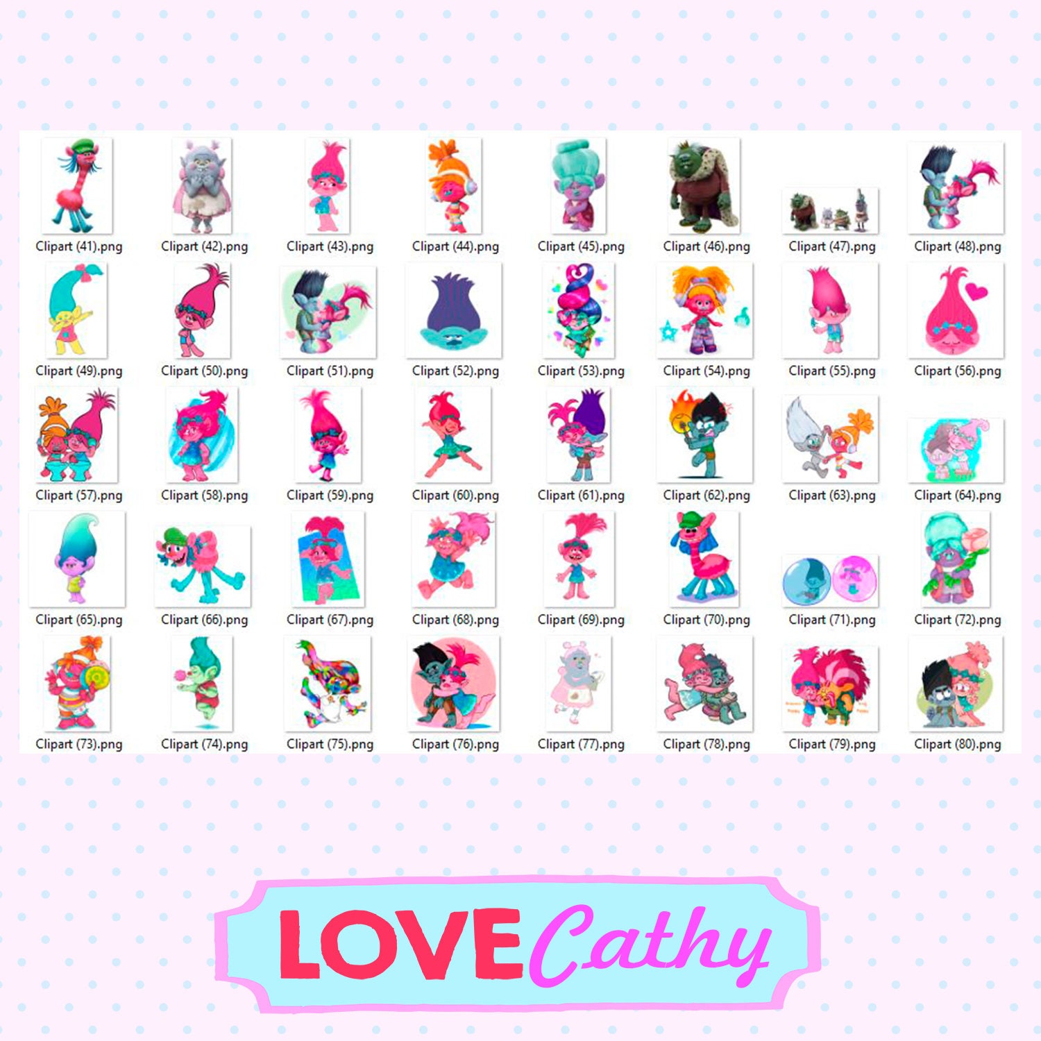 Trolls, Clipart Digital, PNG, Printable, Party, Decoration, Instant ...