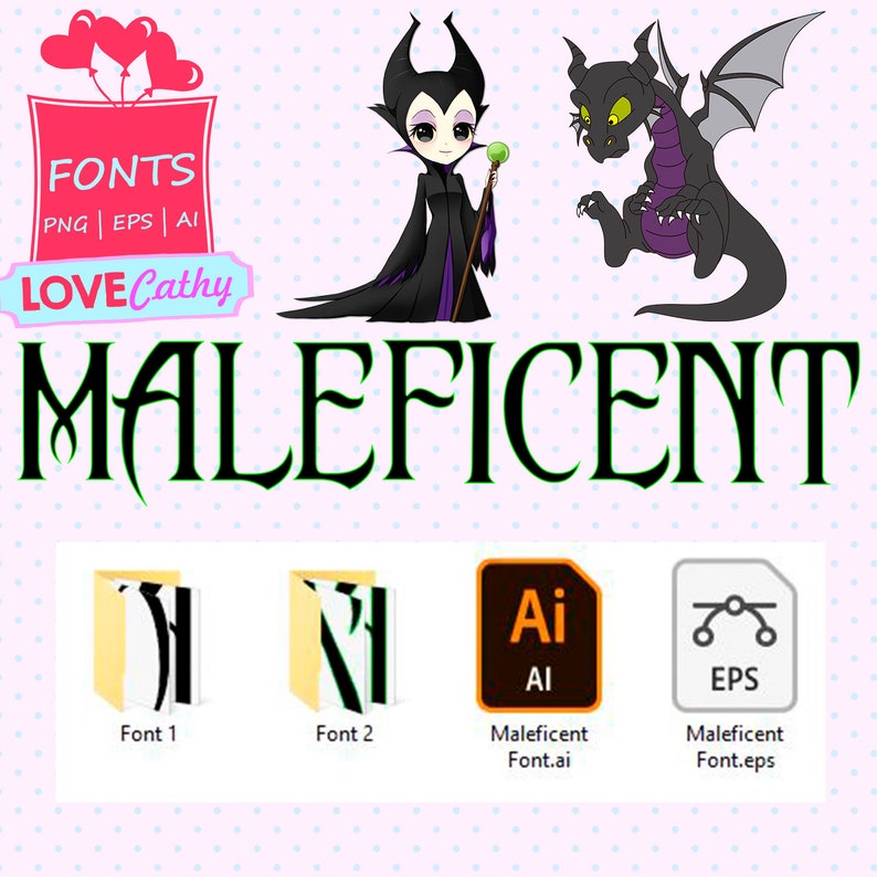 Maleficent Maleficent Font Vector Clipart Digital PNG - Etsy