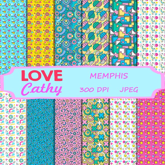 Memphis Digital Paper JPEG Printable Party Decoration - Etsy