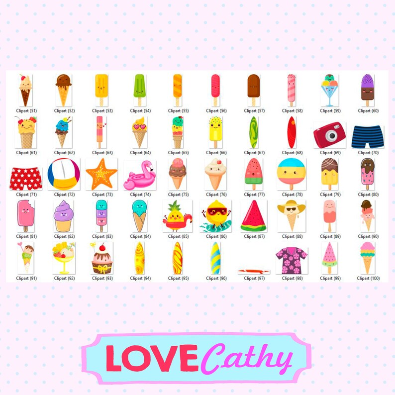 Summer, Ice Cream, Sea Animals, Fruits, Clipart Digital, PNG, Printable ...