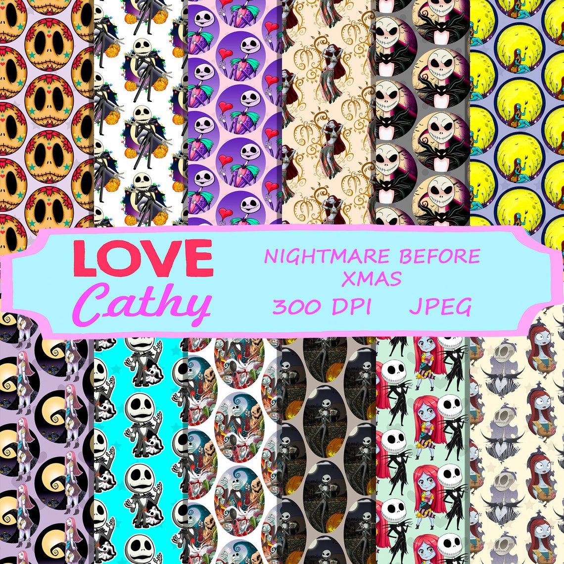 Nightmare Before Christmas Digital Paper Vector .AI JPEG - Etsy