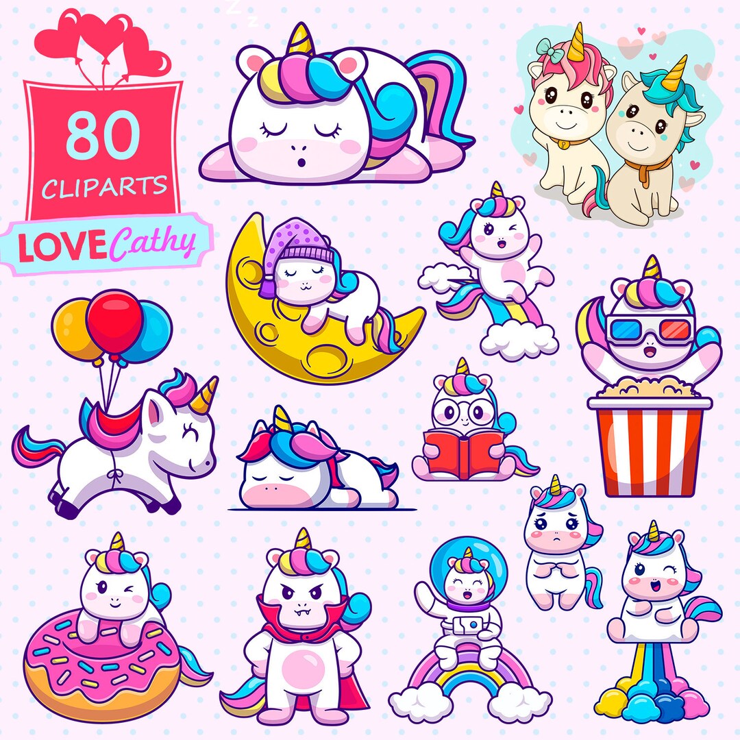 Unicorn, Clipart Digital, PNG, Printable, Party, Decoration, Instant ...