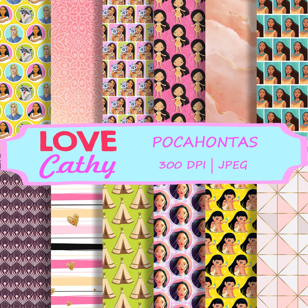 Pocahontas Digital Paper, JPEG, Printable, Party, Decoration, Instant ...