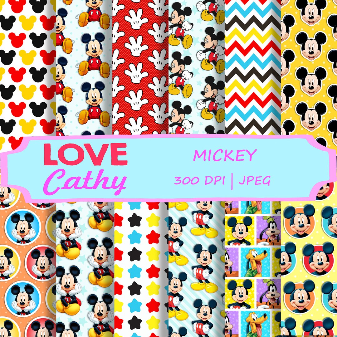 Mickey Digital Paper, JPEG, Printable, Party, Decoration, Instant ...