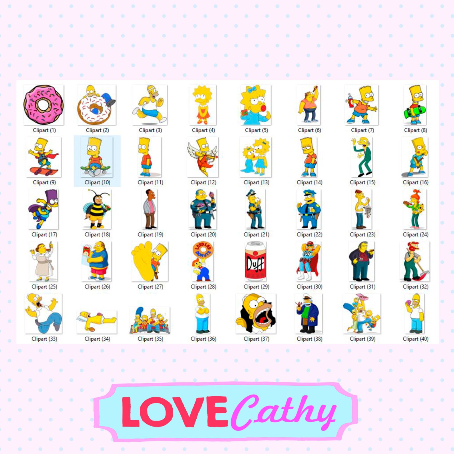 Simpsons Homer Barty Clipart Digital PNG Printable | Etsy