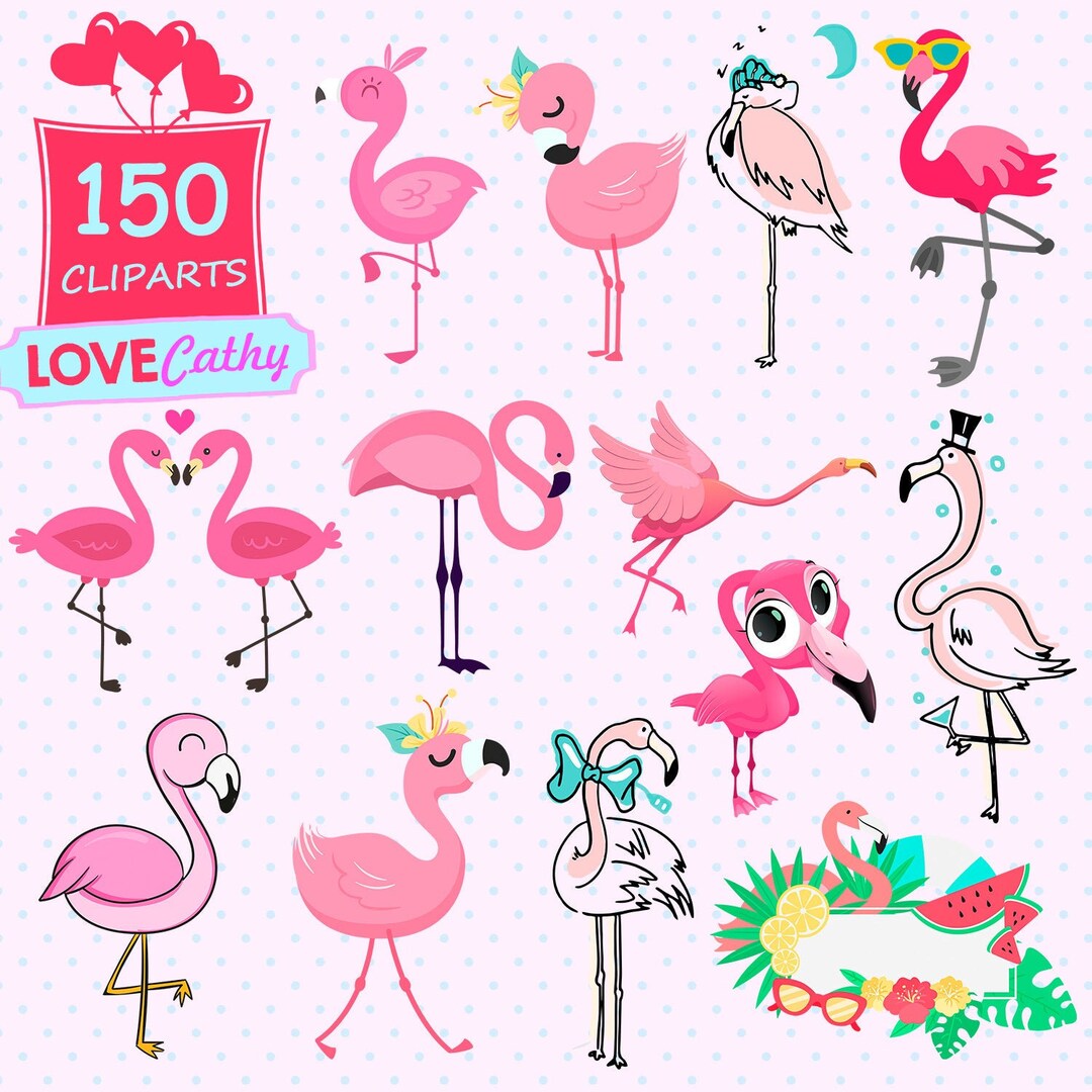 Flamingo, Clipart Digital, PNG, Printable, Party, Decoration, Instant ...
