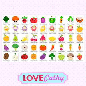 Fruits and Veggies, Clipart Digital, PNG, Printable, Party, Decoration ...