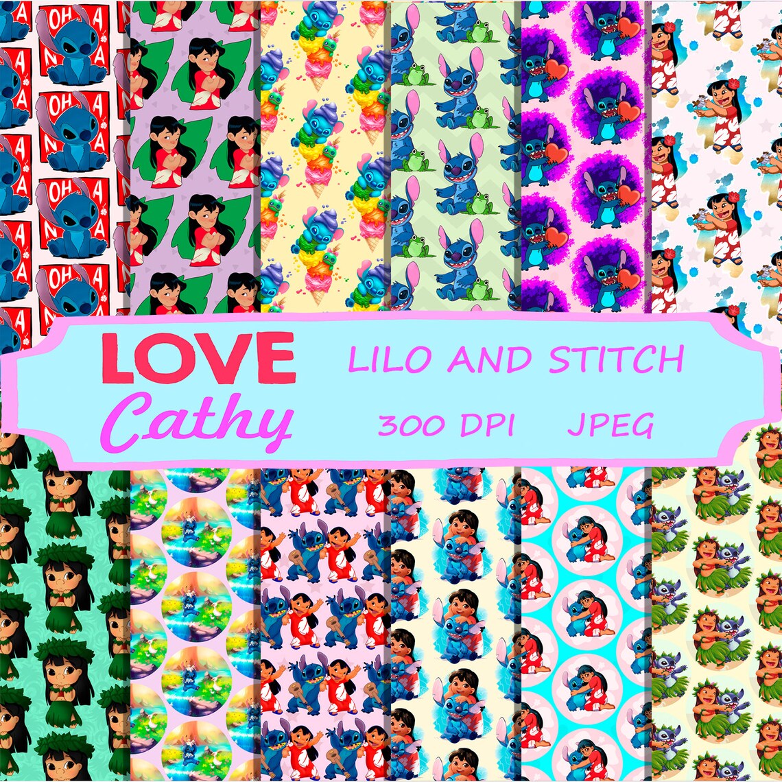 Lilo and Stitch 2 Digital Paper Vector .AI JPEG Printable - Etsy