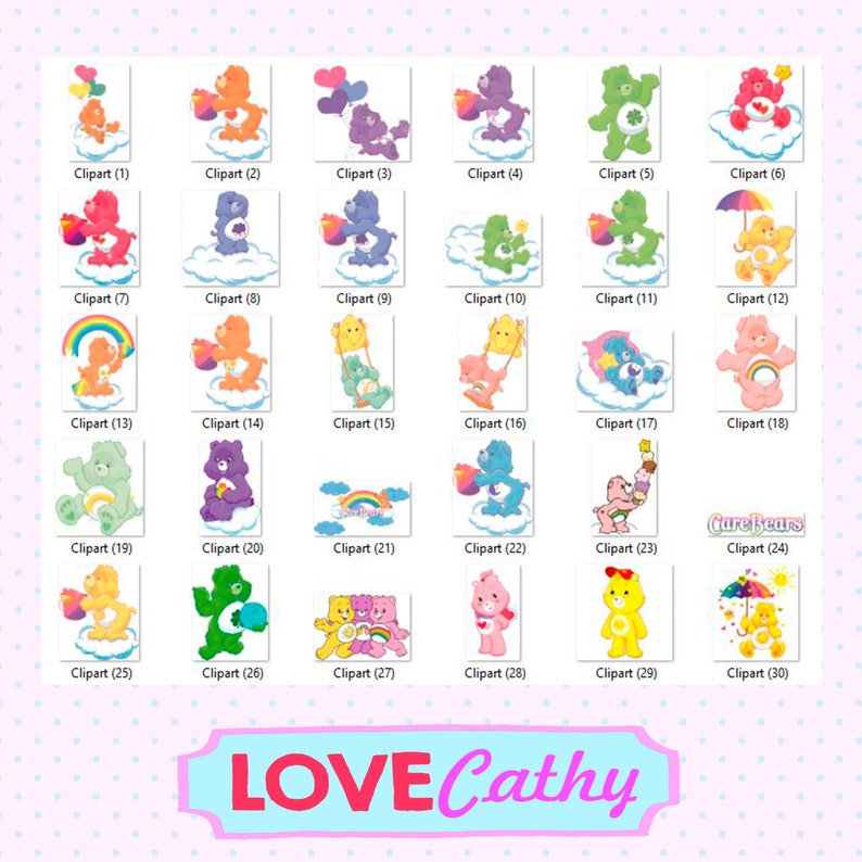 Care Bears Care Bears Font Clipart Digital PNG Printable - Etsy