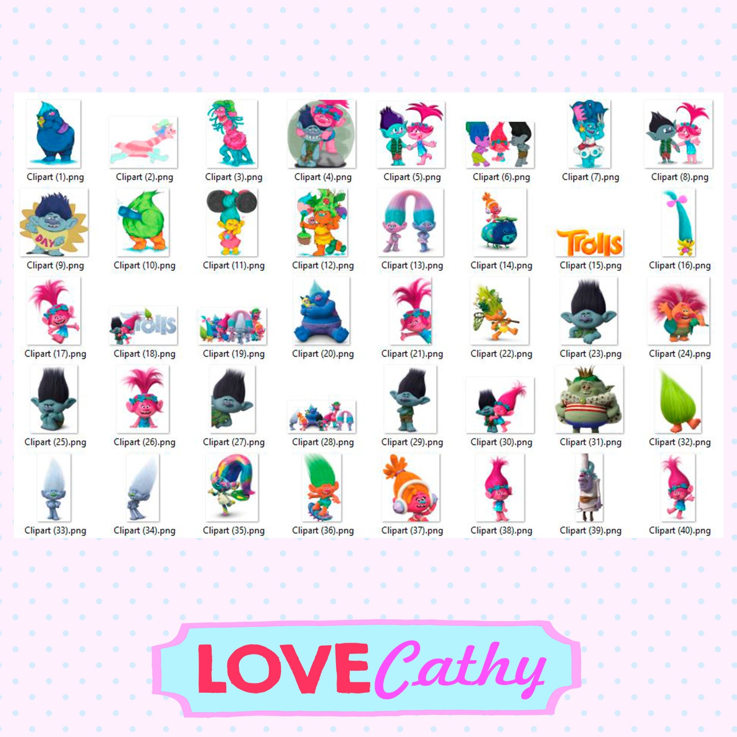 Trolls, Clipart Digital, PNG, Printable, Party, Decoration, Instant ...