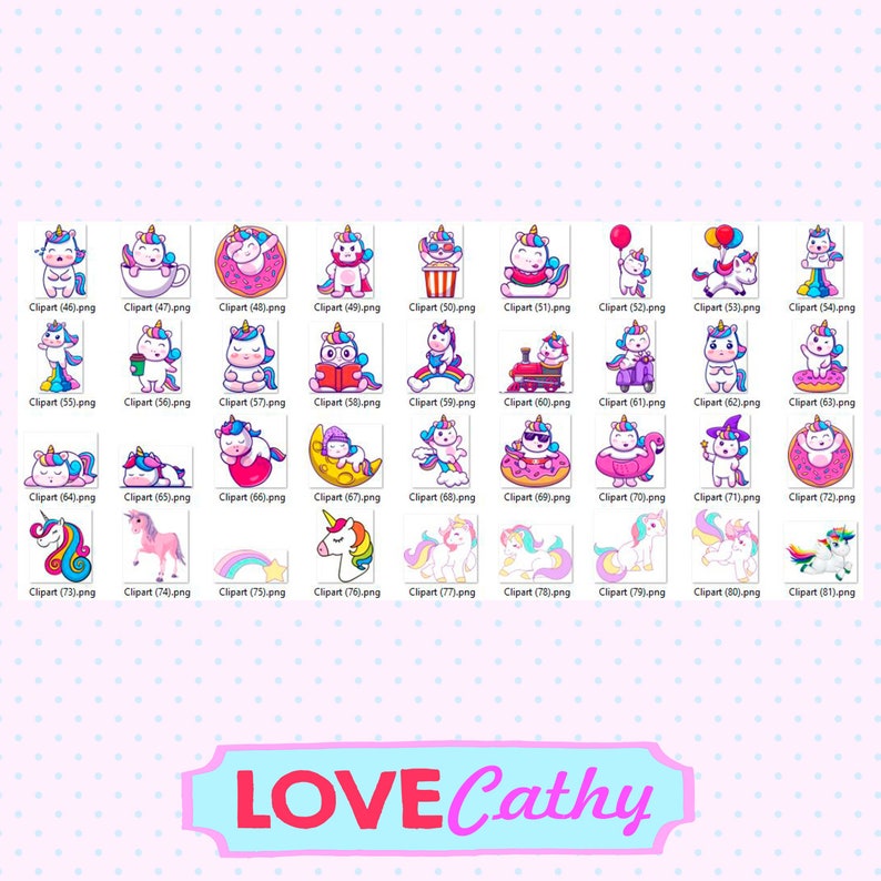 Unicorn Clipart Digital PNG Printable Party Decoration | Etsy