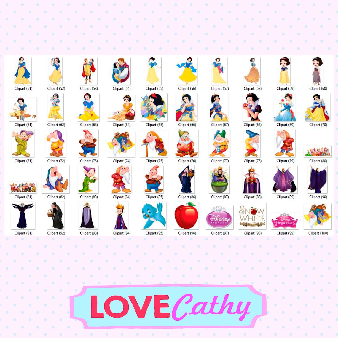 Snow White Clipart Digital PNG Printable Party - Etsy UK