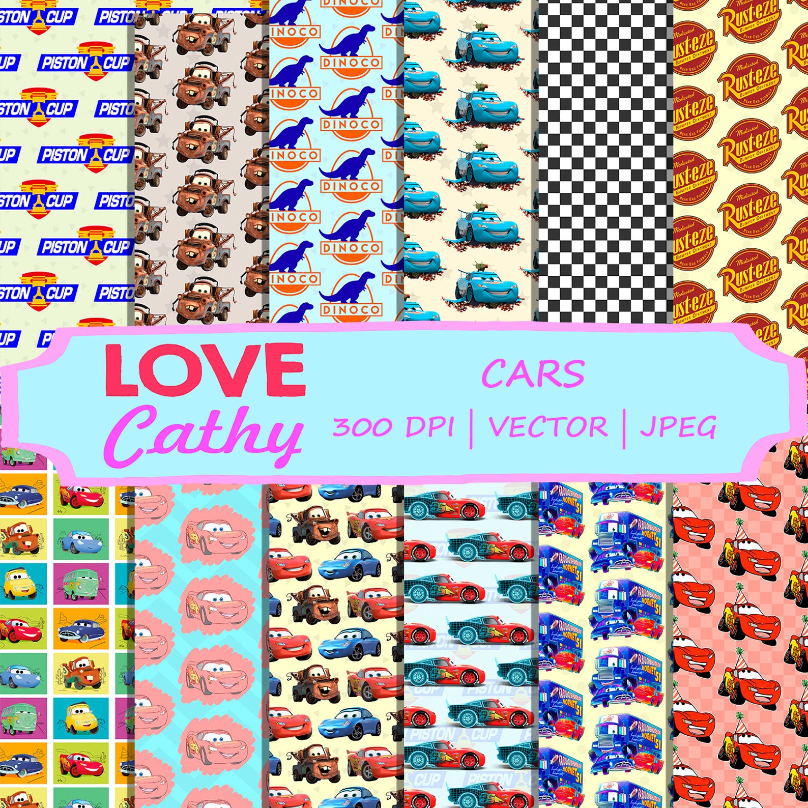 Cars, Digital Paper, Vector .AI, JPEG, Printable, Party, Decoration ...
