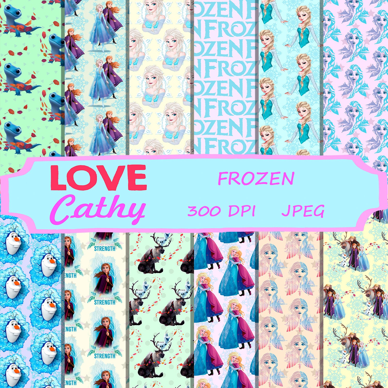 Frozen Elsa Anna Olaf Digital Paper JPEG Printable - Etsy