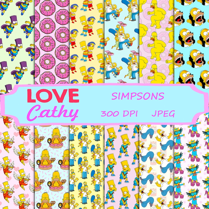 Simpsons Digital Paper JPEG Printable Party Decoration - Etsy