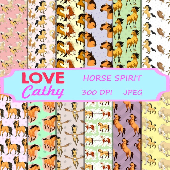 Horse Spirit Digital Paper JPEG Imprimible Party - Etsy España