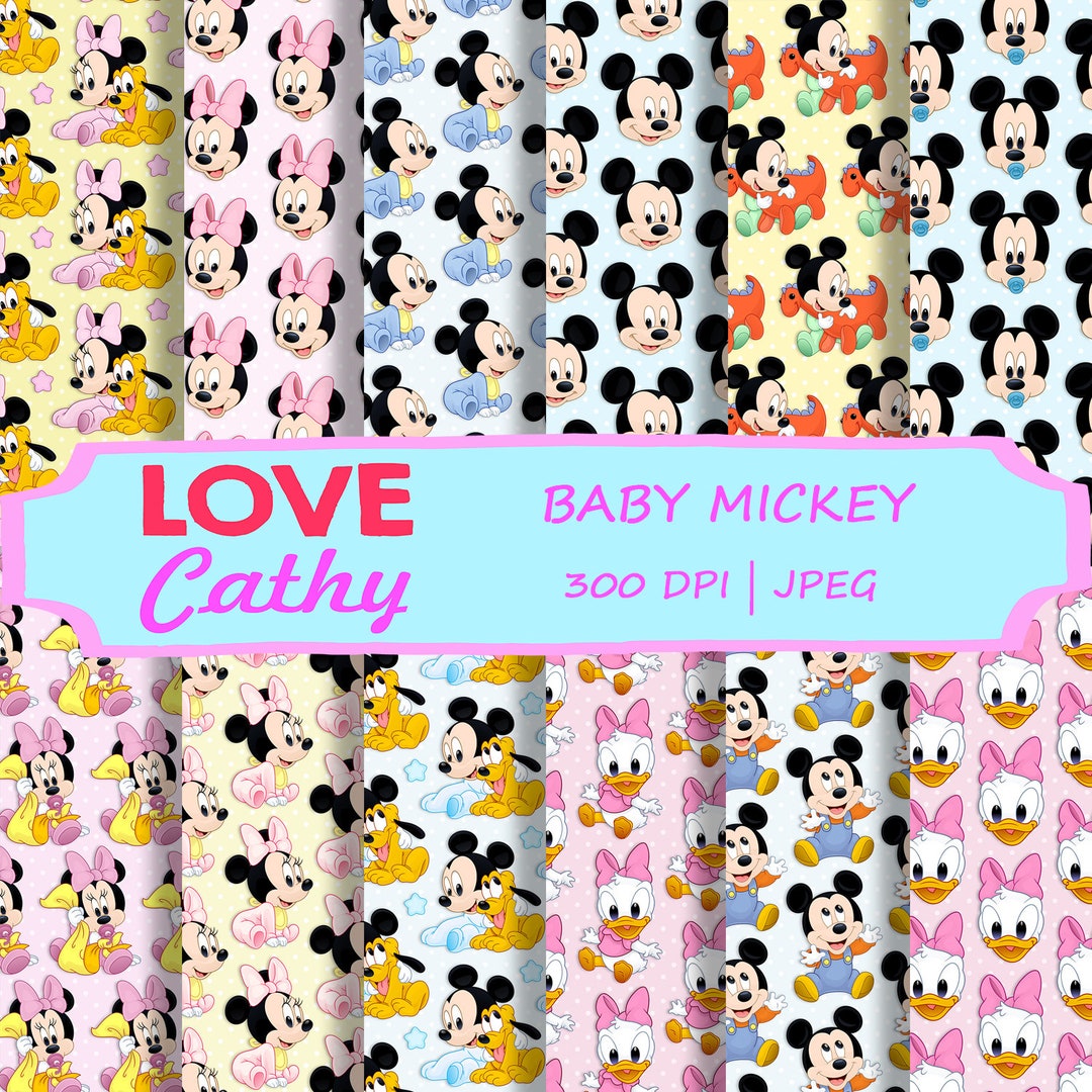 Baby Mickey Digital Paper, JPEG, Printable, Party, Decoration, Instant ...