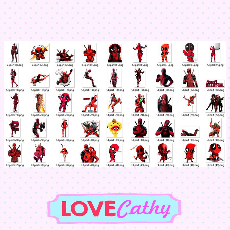Deadpool, Clipart Digital, PNG, Printable, Party, Decoration, Instant ...
