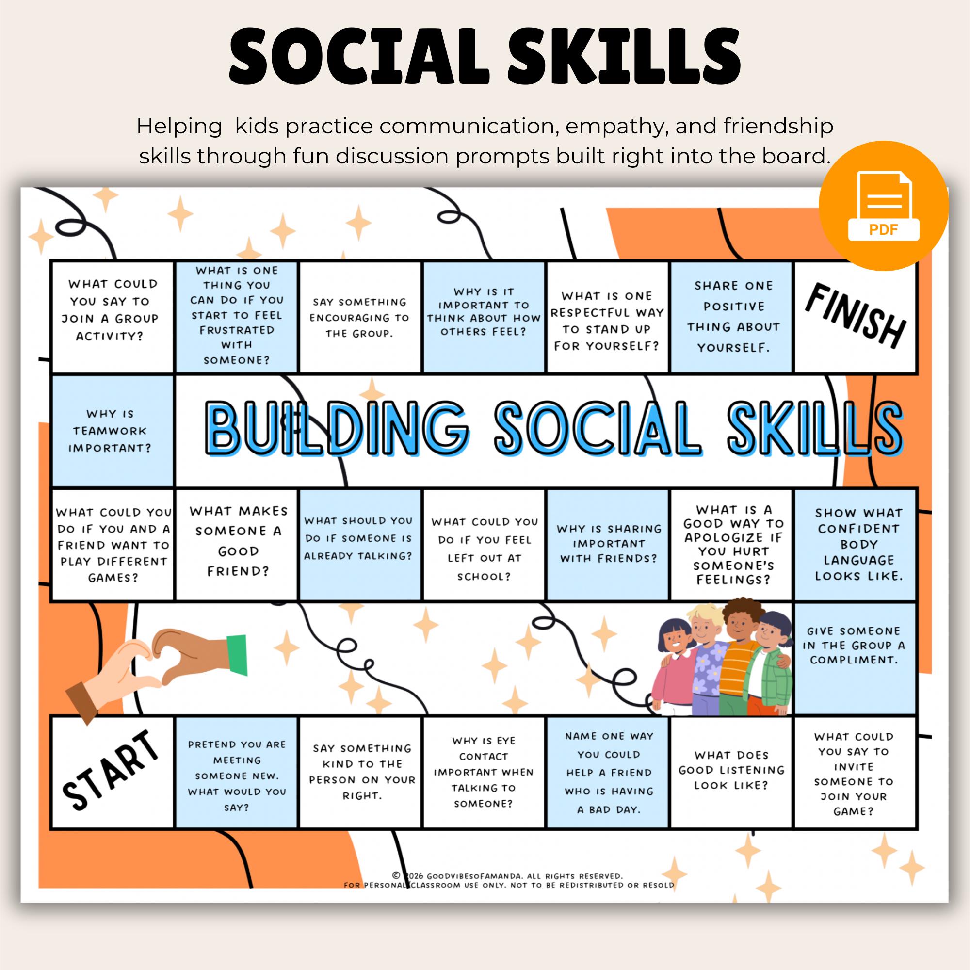 Social Skills Board Game for Kids | SEL Activity (digital Download) - Etsy