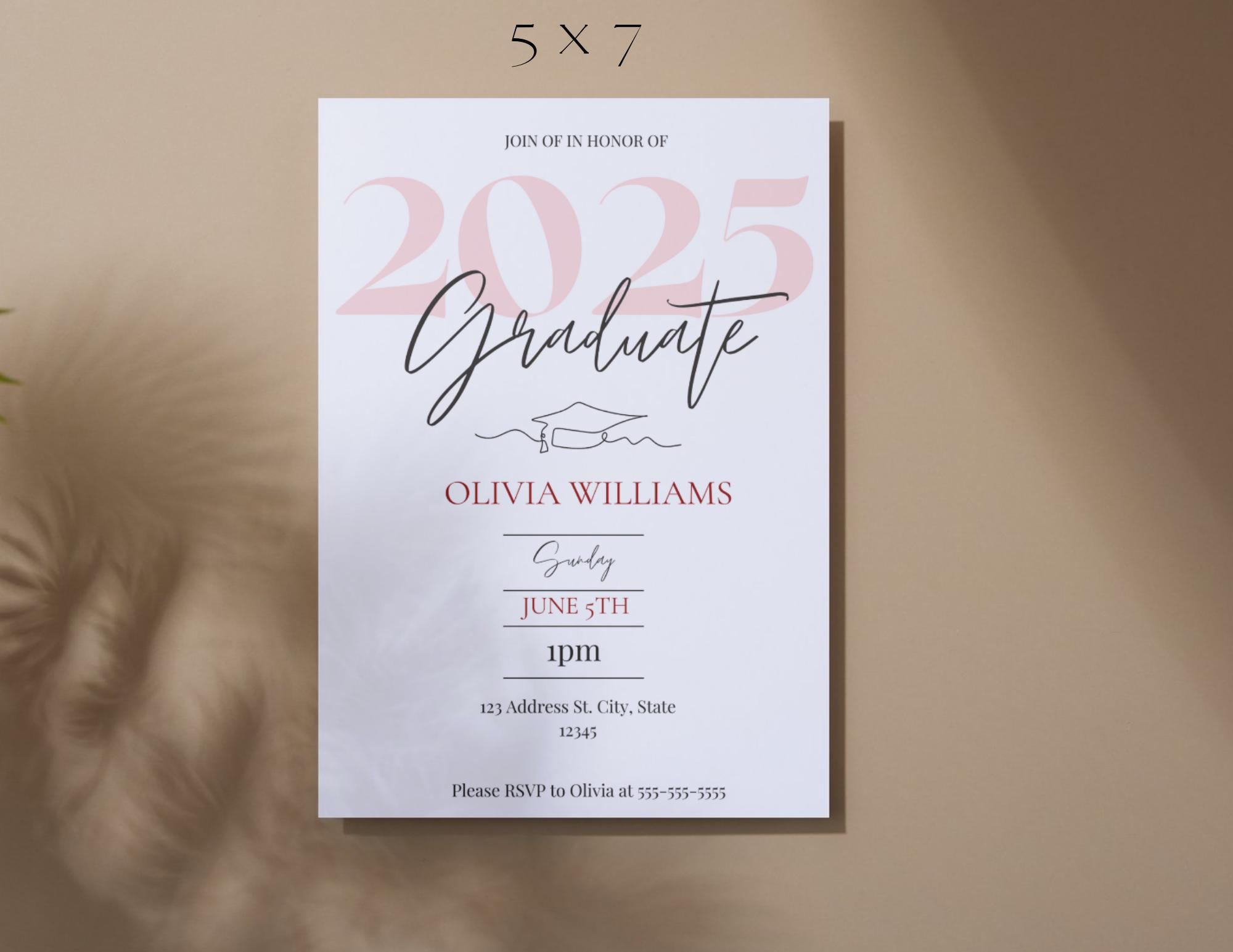 Graduation Invitation Template Class of 2025 Editable Canva Design - Etsy