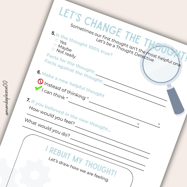 CBT Worksheet for Kids | Thoughts, Feelings & Behaviors (printable ...