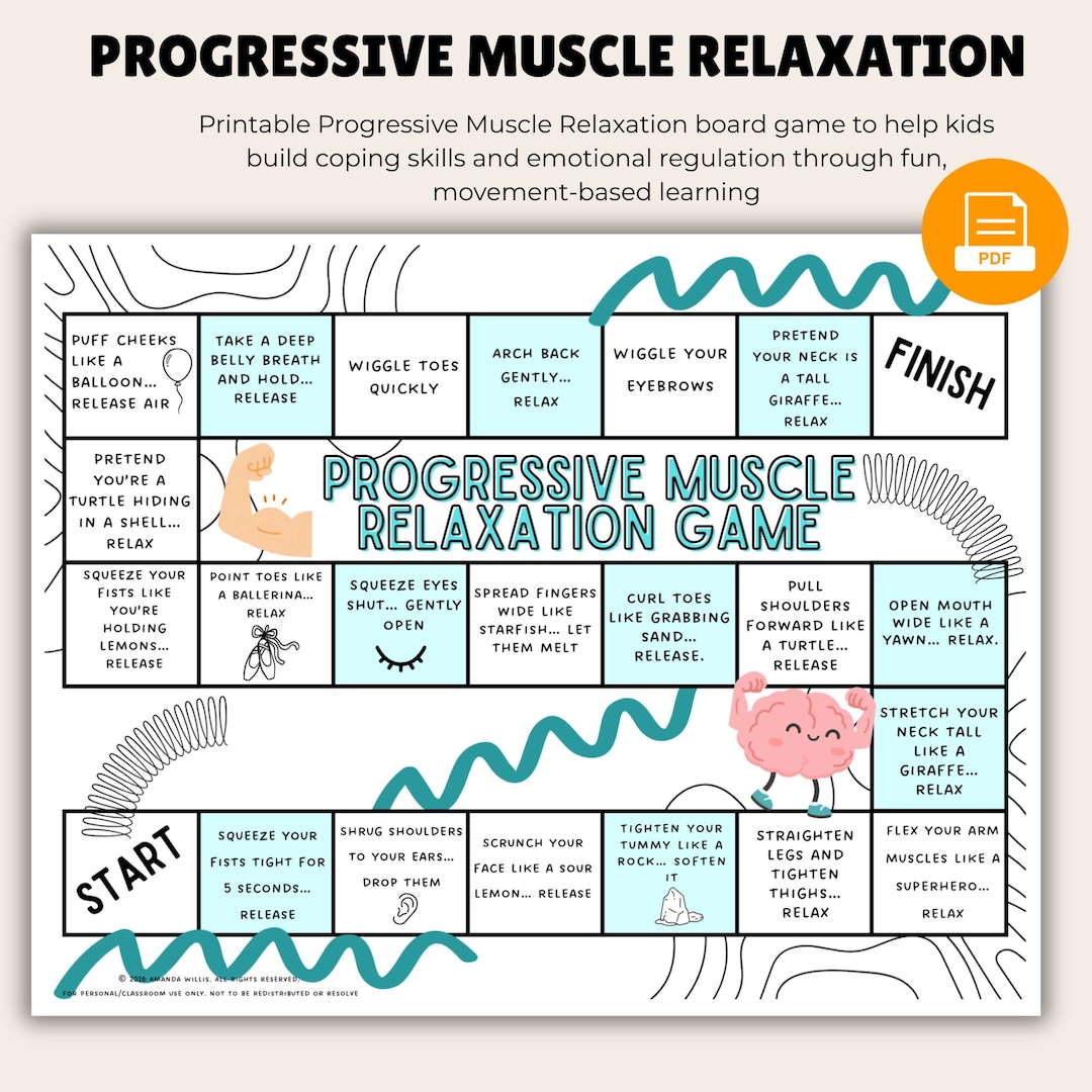 Progressive Muscle Relaxation Board Game for Kids | SEL Coping Skills ...