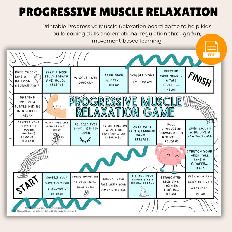 Progressive Muscle Relaxation Board Game for Kids | SEL Coping Skills ...
