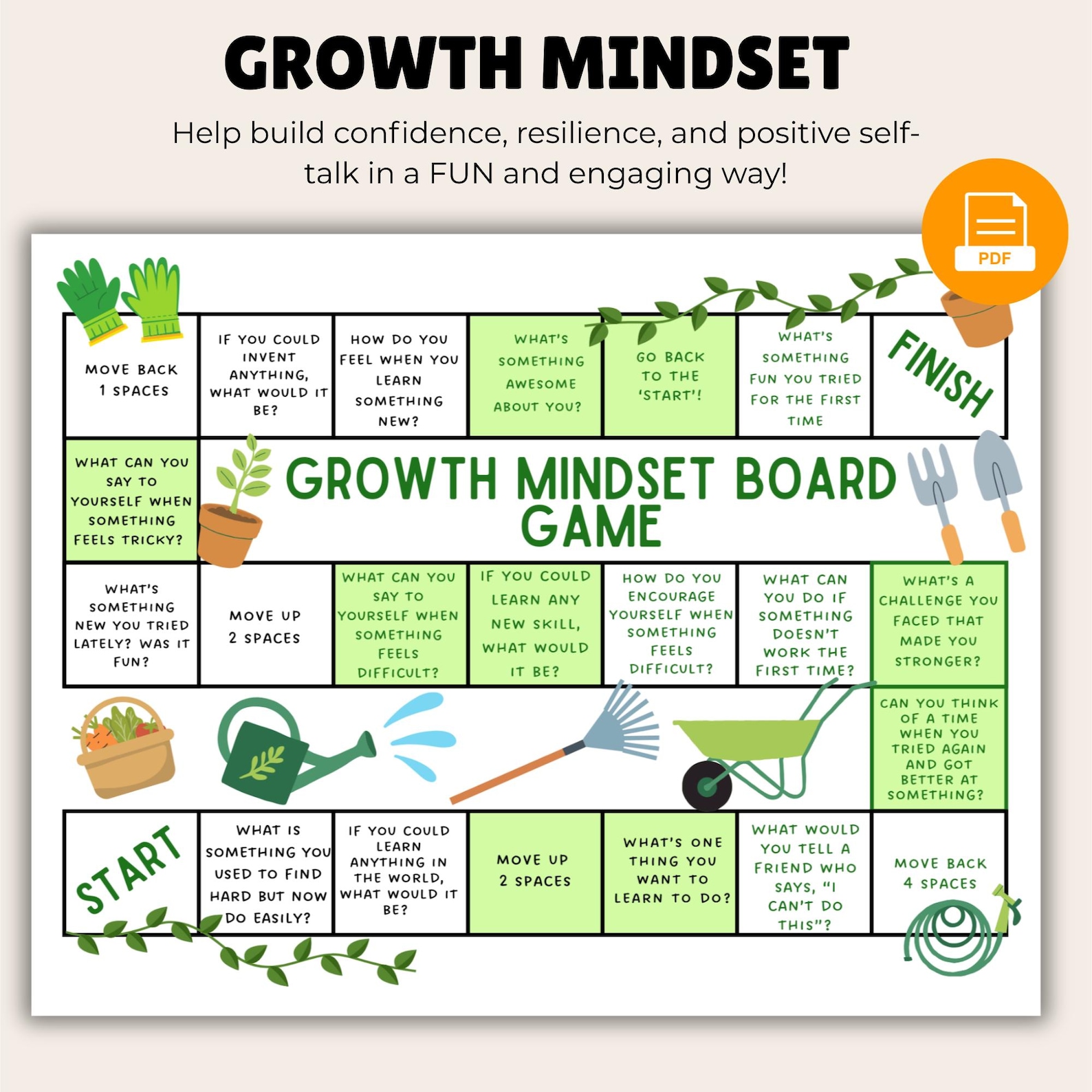 Printable Growth Mindset Board Game, SEL Activity (PDF Download) - Etsy