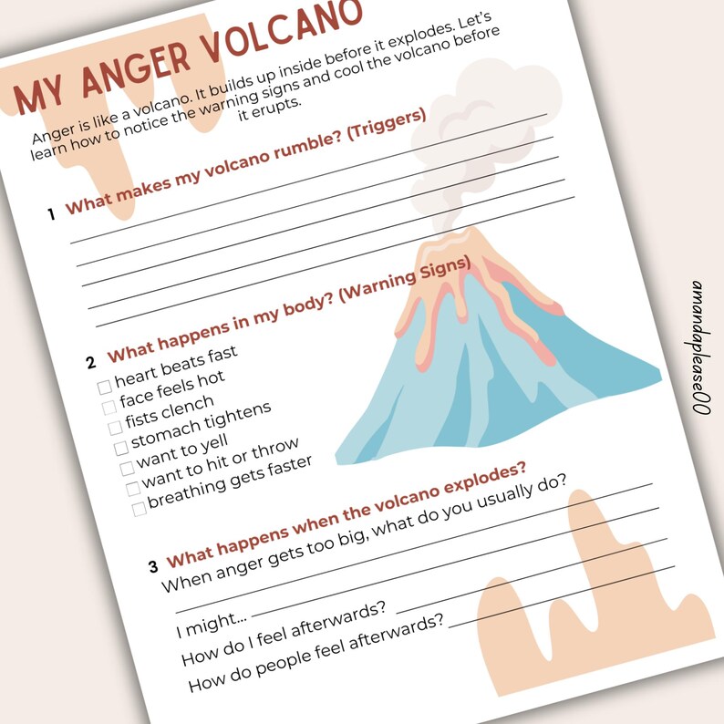 Anger Management Worksheet | Kids CBT Coping Skills, Emotional ...