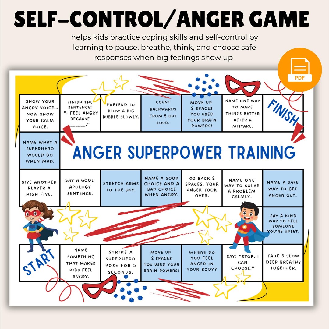 Self-control Board Game Printable - Etsy