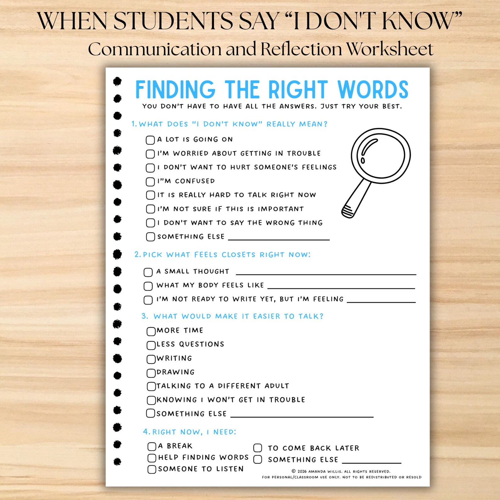 SEL Communication Worksheet for Grades 3–6 | Printable PDF for School ...