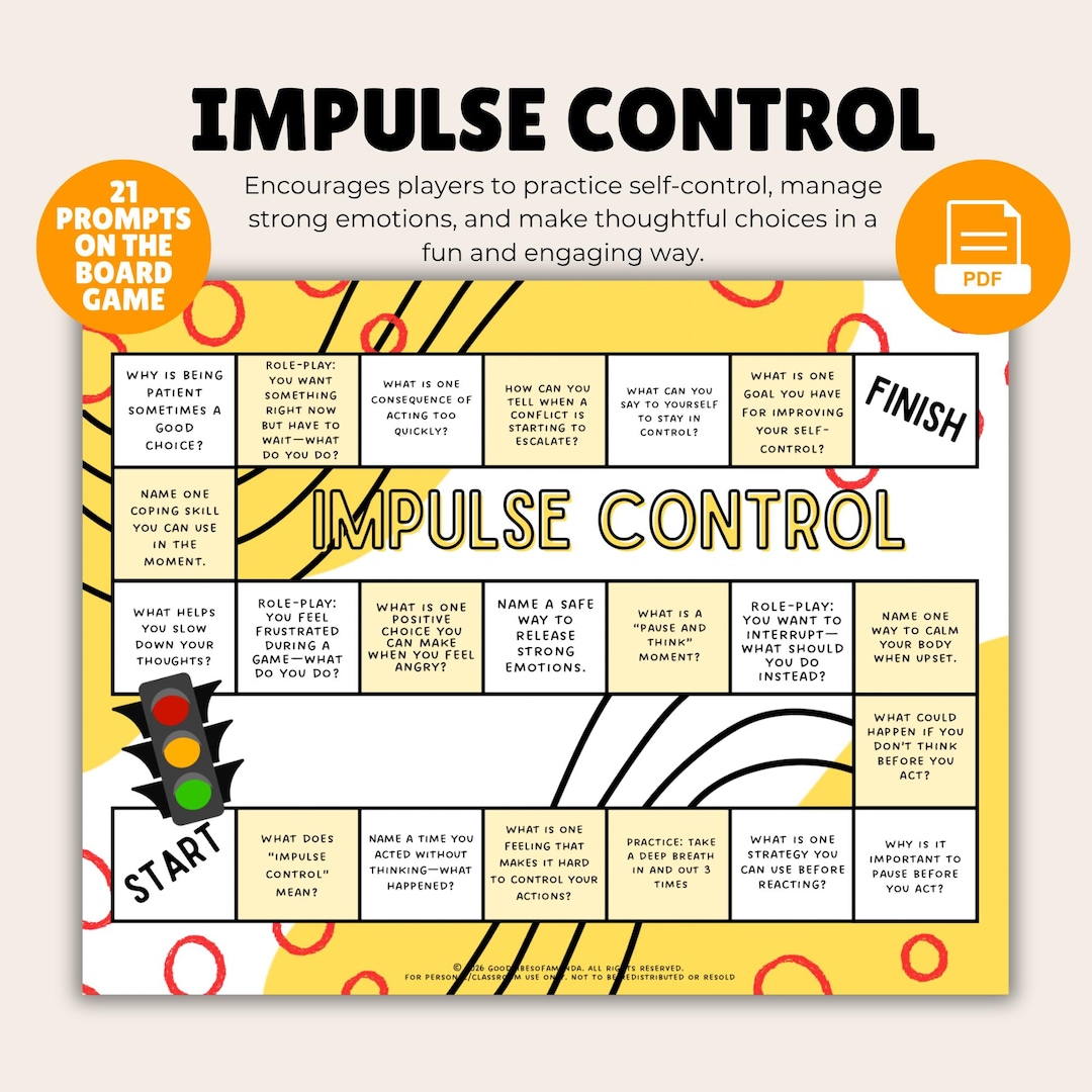 Impulse Control Board Game | SEL Activity for Kids, Teens (PDF) - Etsy