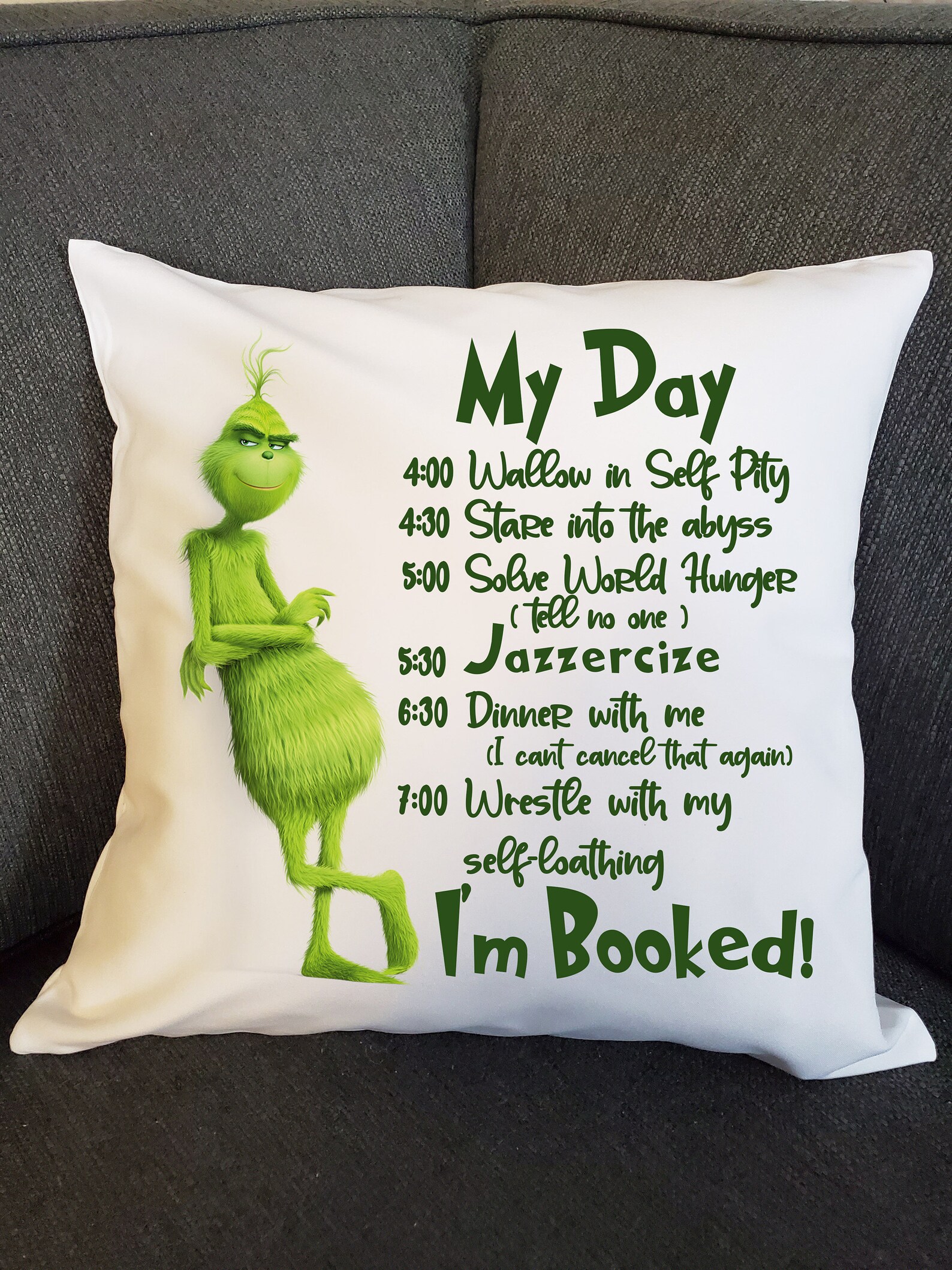 The Grinch I'm Booked Pillow Cover Holiday Cushion Cover - Etsy Canada