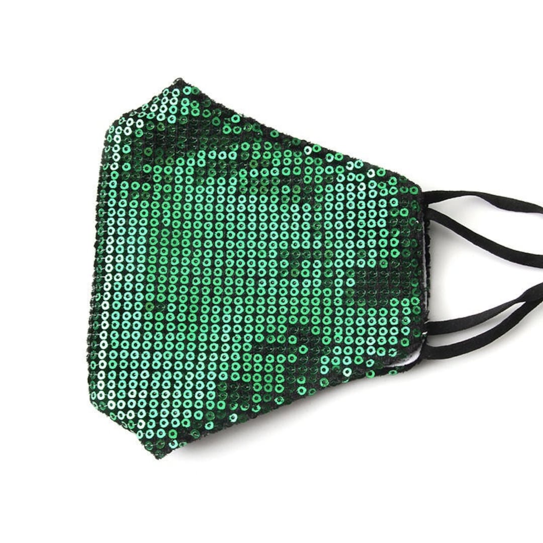 Green Face Mask, Sequin Bling Mask, Insert WITH FILTER, Christmas Face ...