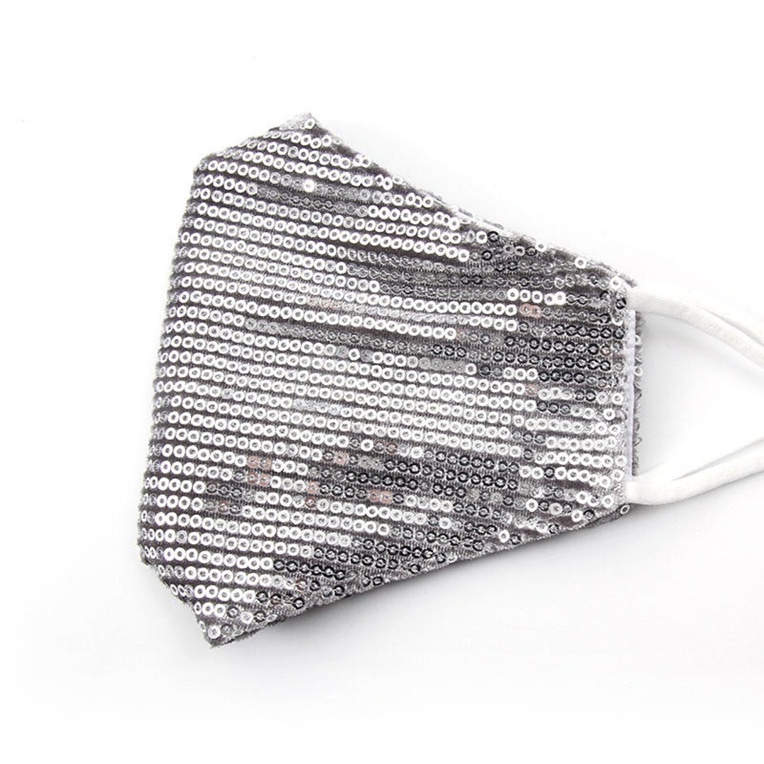 Silver Face Mask, Sequin Bling Mask, Insert WTH FILTER Included ...