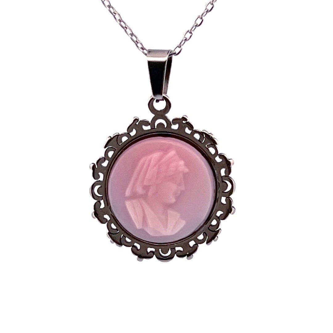 Vintage German 1920s Pink Glass Cameo Pendant - Etsy