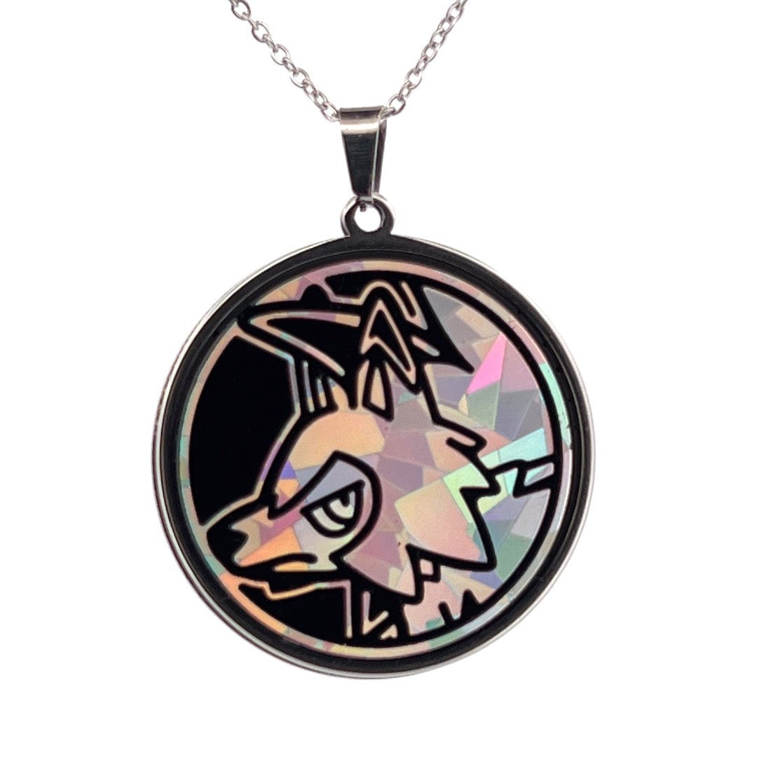 Pokémon Upcycled Pendant Lycanroc Silver Cracked Ice Holofoil - Etsy