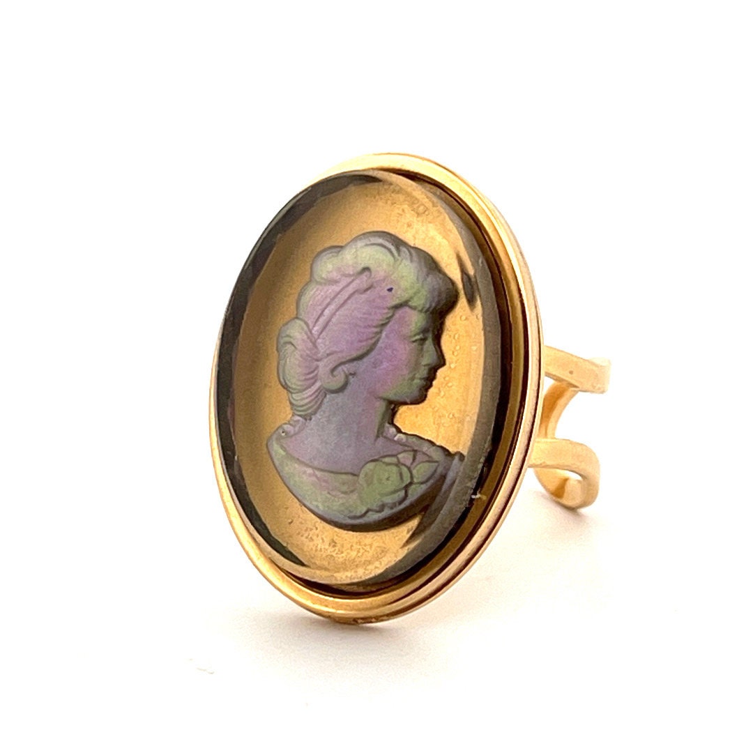 Vintage German 1950s Glass Pastel Intaglio Cameo Ring 25mm X 18mm - Etsy